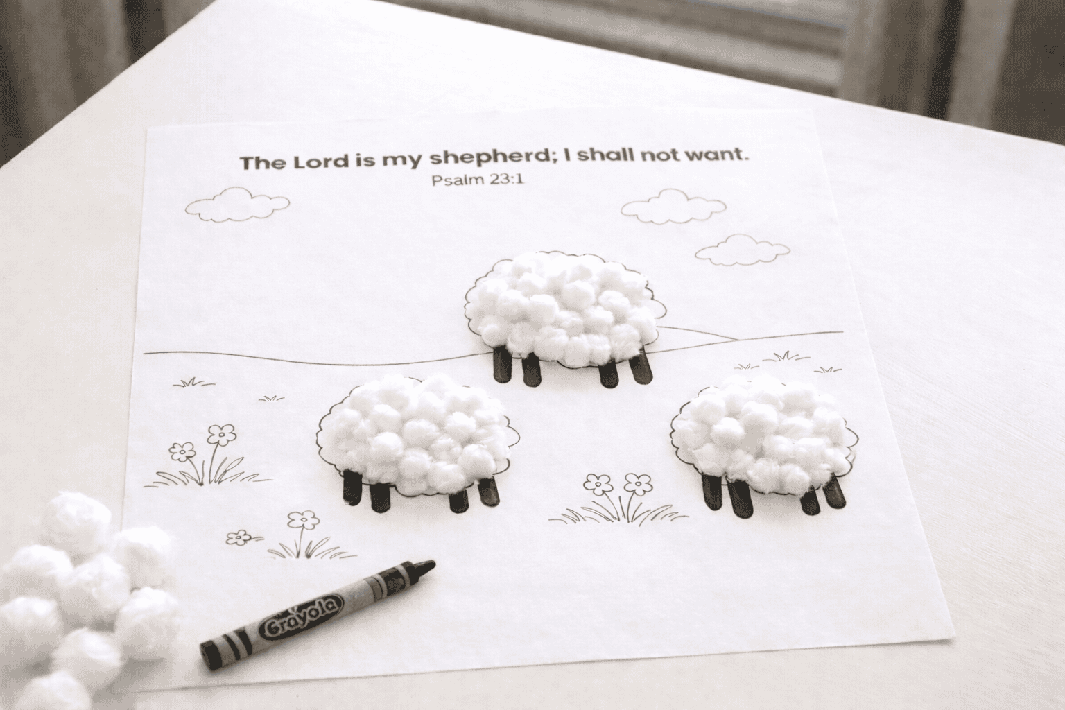 Easy Psalm 23 Sheep Craft for Kids (2 Easy Cotton Ball Bible Crafts)