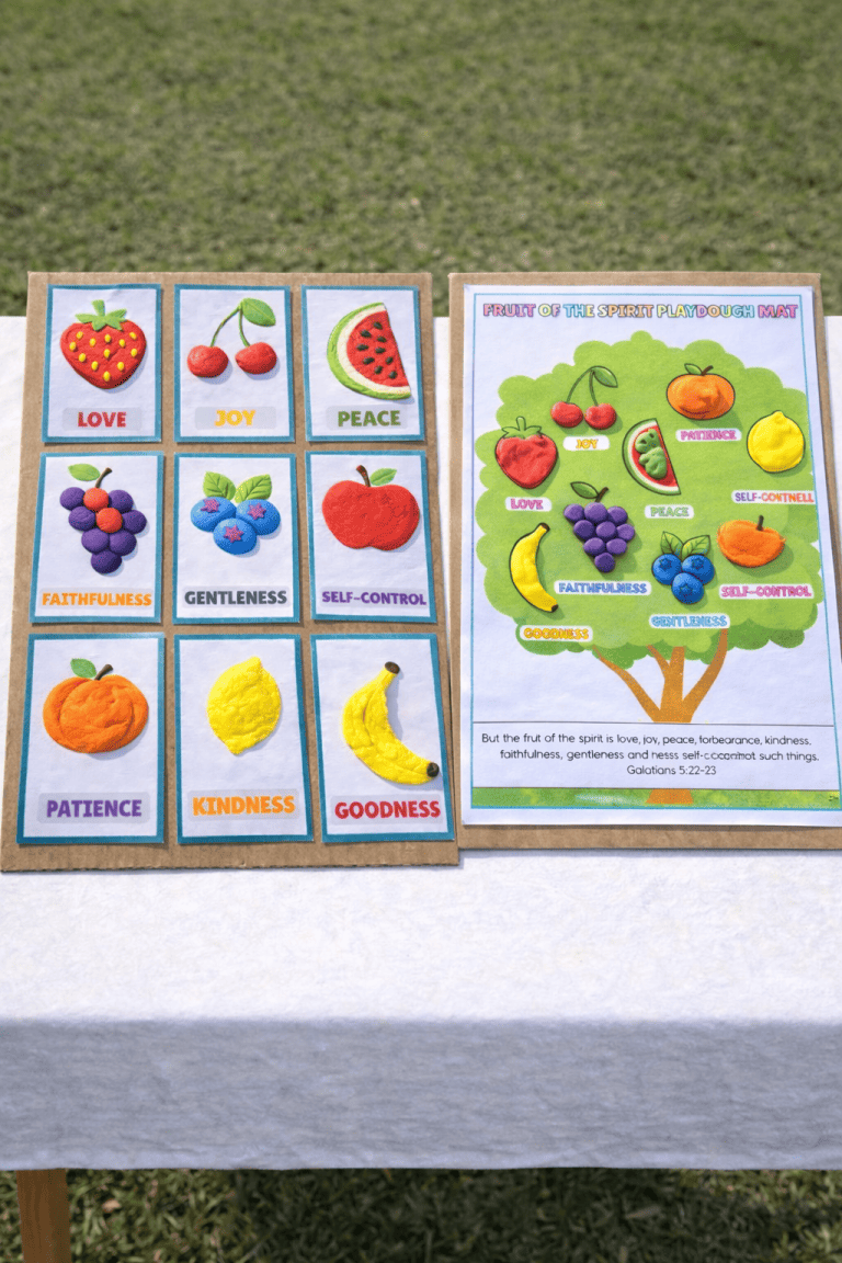 Fruit of the Spirit Playdough Mat & Cards (Free Printable Bible Craft ...