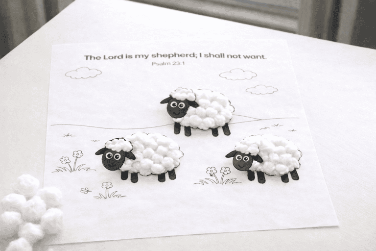 Easy Psalm 23 Sheep Craft for Kids (2 Easy Cotton Ball Bible Crafts)